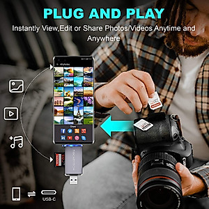 SD Card Reader,SockeTech 3-in-1 Memory Card USB 3.0 Reader,Micro SD to USB Adapter,Trail Camera Viewer for Samsung Galaxy/Note S20/10,Android Phone,Windows Computer, MacBook iPad Air/Pro and Dash Cam