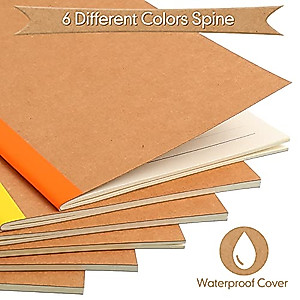 Composition Notebook Journals A5 Kraft Notebooks Kraft Cover with Rainbow Spines,120 Pages Ruled Lined Paper Notebook Bulk for Kids Students Office School Supplies, 8.3 x 5.5 Inch (48 Pcs)