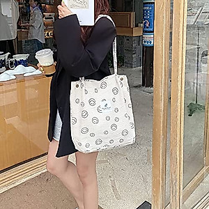 Women's Tote Bag Smiley Face Casual Tote shoulder bag Handbag Big Capacity Shoulder Bag school crossbody bags