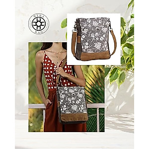 Myra Bag Blossom Print Upcycled Canvas & Leather Shoulder Bag S-1427