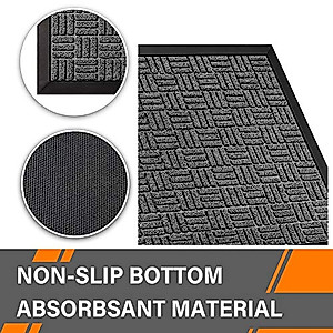Mibao Door Mats, Extra Large Door Mat, Indoor Door Mats for Entryway, Outdoor Mats for Home Entrance，Welcome Mat Outdoor Rubber Door Mats, 46"x72", Gray