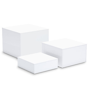 HIIMIEI Buffet Risers, Food Risers for Buffet Table, Display Stand Shelf for Catering Dessert Collectibles, Acrylic Cube Display Nesting Risers with Hollow Bottoms 3PCS 6''x7''x8''