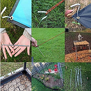 9 Inches 8 Pack Heavy Duty Tent Stakes, Metal Ground Stakes for Camping, Garden or Inflatable, Galvanized Steel Pegs for Yard and Outdoor Decorations