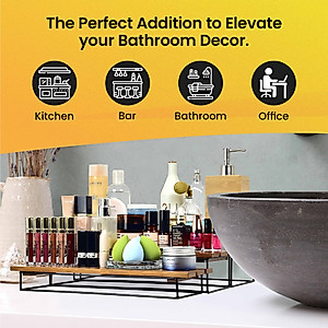 Hardware Haus Walnut Wood Wooden Cupcake Stand 3-Tier Wooden Display Stand with Black Metal Base, Rectangle Tower Display Stands for Vendor Events Walnut Wood (16" Set)