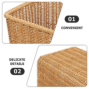 Cabilock Crevice Trash Can Magazine Basket Pastoral Style Garbage Bin Kitchen Trash Recycle Basket Bin Trash Basket Mini Garbage Can Toy Storage Bread Office Storage Basket Plastic