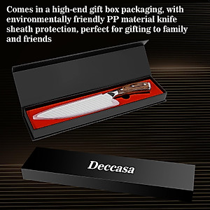 Deccasa 8 Inch Professional Chef's Knife - High Carbon German Stainless Steel Blade - Ergonomic Pakkawood Handle - Super Sharp for Precision Cooking - Gift Box Included