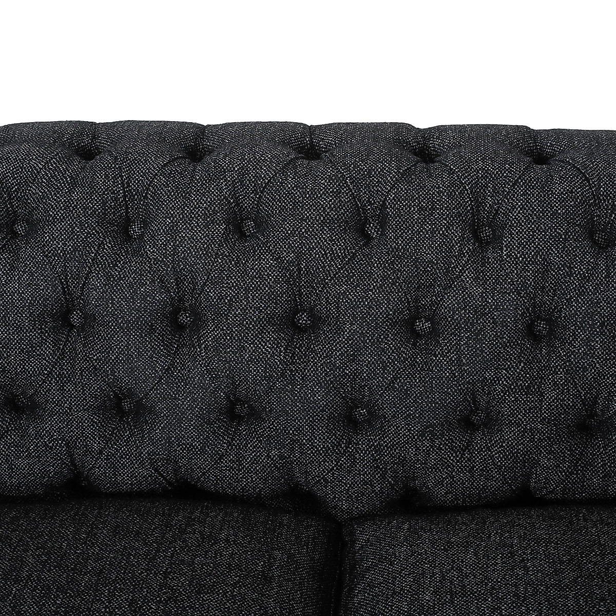 Christopher Knight Home Farhar Sofas, 84.5 "W x 34 "D x 27.5 "H, Black Textured Tweed + Matte Black