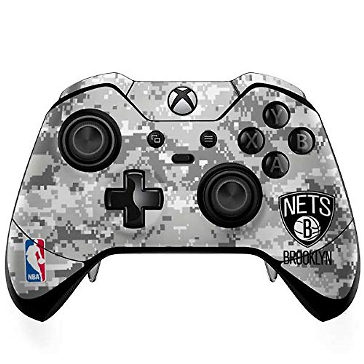 Skinit Decal Gaming Skin Compatible with Xbox One Elite Controller - Officially Licensed NBA Brooklyn Nets Digi Camo Design