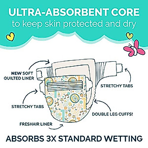 Seventh Generation Baby Diapers, Size 3, 155 count for Sensitive Skin (Packaging May Vary),155 Count (Pack of 1)