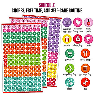 Mirida Planner Stickers – 1867 Daily Icons and Inspirational Stickers for Adults Calendar, Classic Pack for Budget, Work, and Holidays