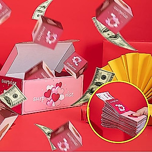 Glaric Surprise Box Gift Box,Bounce Surprise Gift Box,Surprise Gift Box Explosion for Money Creativity Folding Bouncing Red Envelope Gift Box for Birthday（10 bouncing boxes PINK