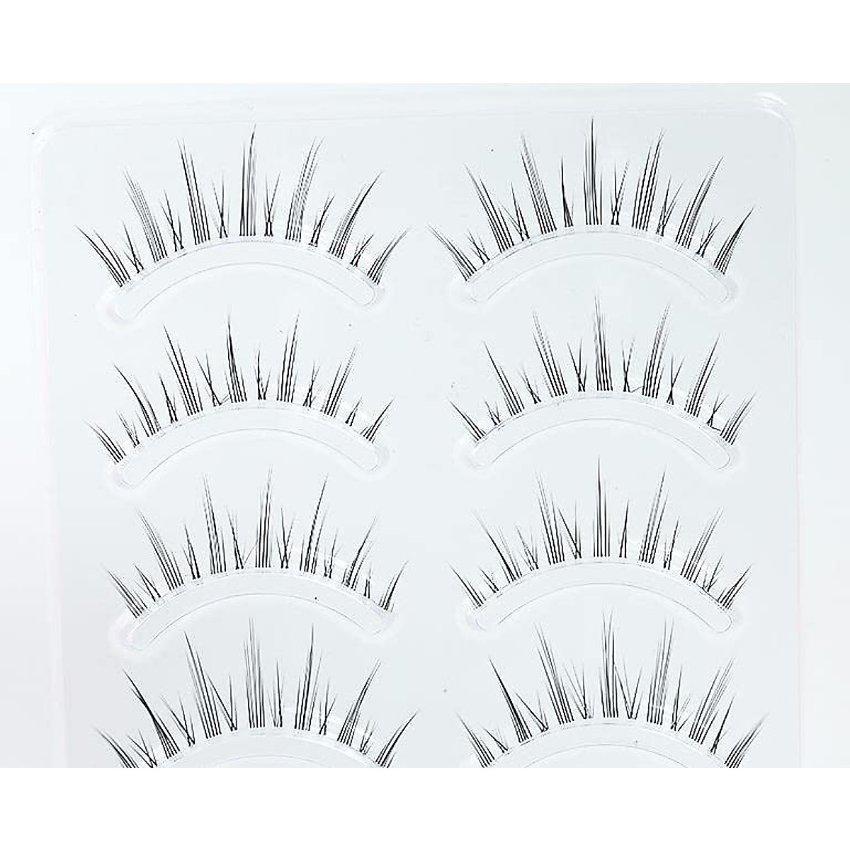 LASGOOS Fake Eyelashes Natural Look False Eye Lashes Daily Strip Cross Clear Band 6-12mm Cross Lashes Invisible Thin band Cute Lash for Wedding Daily Work Eye Makeup 5 Pairs