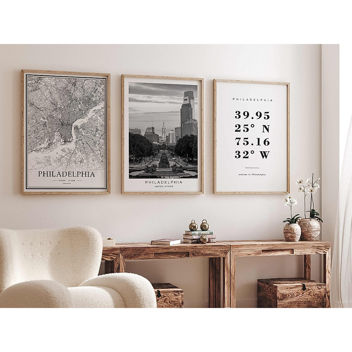 Dear Mapper Philadelphia United States View Abstract Road Modern Map Art Minimalist Painting Black and White Canvas Line Art Print Poster Art Line Paintings Home Decor (Set of 3 Unframed) (12x16inch)