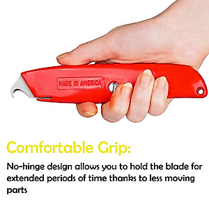 WEUPE Hook Blade Utility Knife with 5 Utility Hook Blades, Carpet Knife, Shingle Cutter Roofing Knife, Made in USA