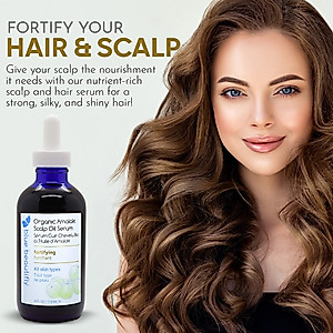 Blue Beautifly Organic Amalaki Scalp Oil Serum | Strengthens Hair Follicles, Restores Growth, and Treats Dandruff | USDA Certified Organic | Enriched with Rosemary Oil and Ayurvedic Herbs | 4 fl oz
