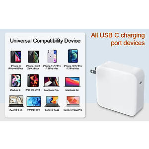 Macbook-Pro-Charger-100W-USB-C-Laptop-Charger 96W Fast Charging for Mac Book Pro 16 15 14 13 MacBook Air Retina M3 M2 M1 2024 2023 2022 2021 2020 Computer Power Adapter Cord Cable 6.8ft