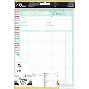 The Happy Planner Debt Payoff Tracker Classic Filler Paper - Journaling & Planner Accessories - Savvy Saver Theme - Financial Planning Paper - 40 Sheets