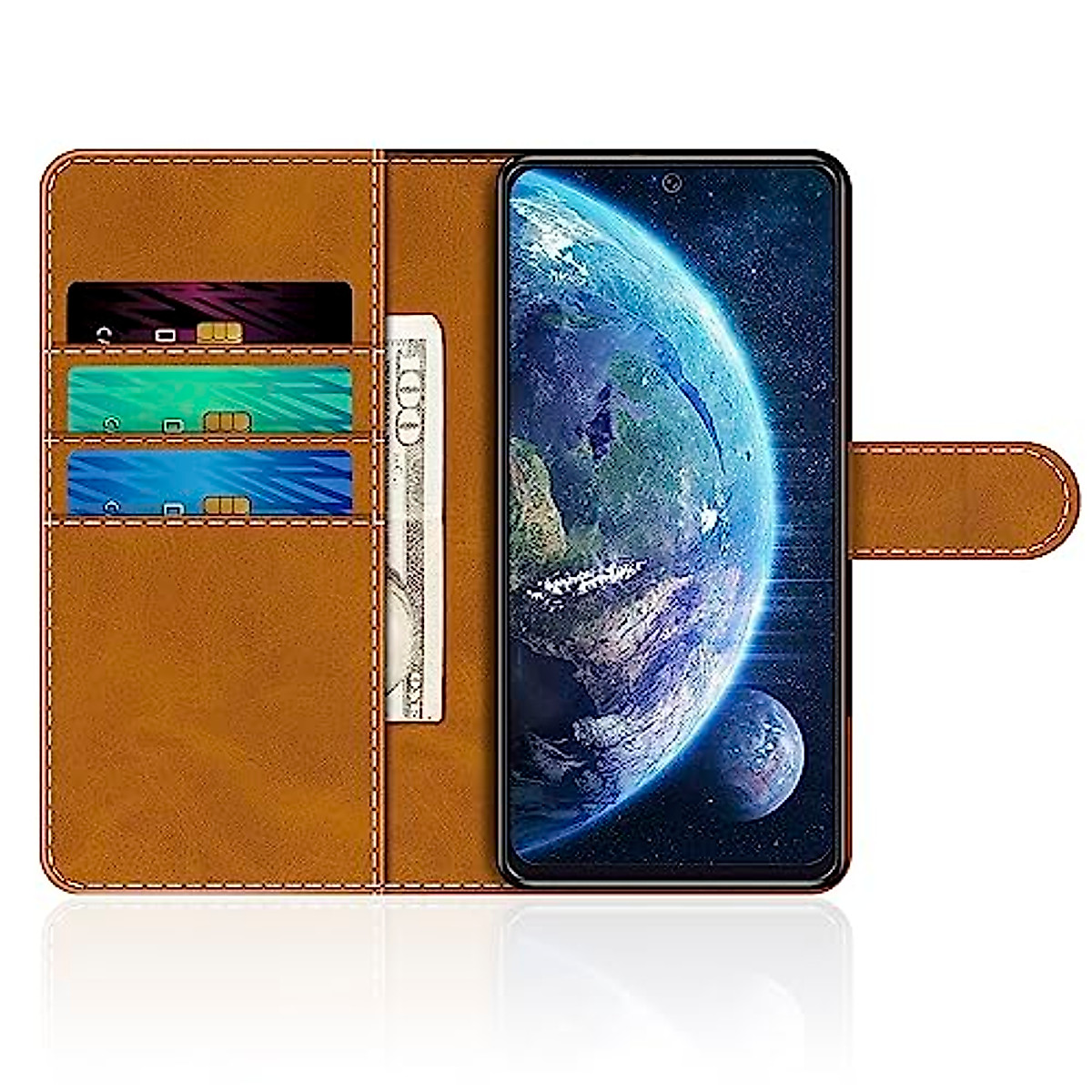 MILEGAO Leather Case for Oppo Reno 6 Pro 5G Magnetic Phone Case with Wallet and Card Slot + [2 Pack] Tempered Glass Screen Protector for Oppo Reno 6 Pro 5G (6.55”)