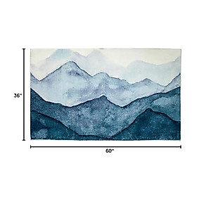 Levtex Home - Trail Mix Mountains - Rug/Carpet - 3 x 5 (36in. X 60in.) - Indigo, Blue, Charcoal, Grey and Cream - 100% Polyester - Woven Fabric Backing - Bedroom, Playroom, Family Room or Kids' Room