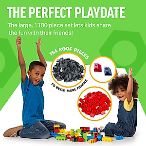 Brickyard Building Blocks 1,100 Piece Building Bricks Toy - Bulk Block Set with 154 Roof Pieces, 2 Free Brick Separators, Compatible with Lego