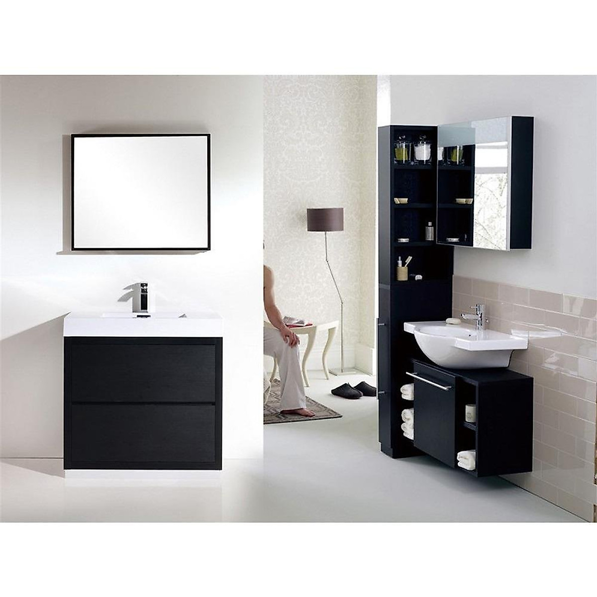 Bliss 40″ Black Floor Mount Modern Bathroom Vanity