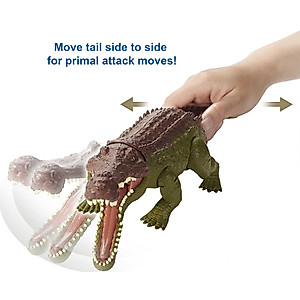 Mattel Jurassic World Massive Biters Sarcosuchus Dinosaur Action Figure Toy, Posable Large Species, Strike & Chomp Motion