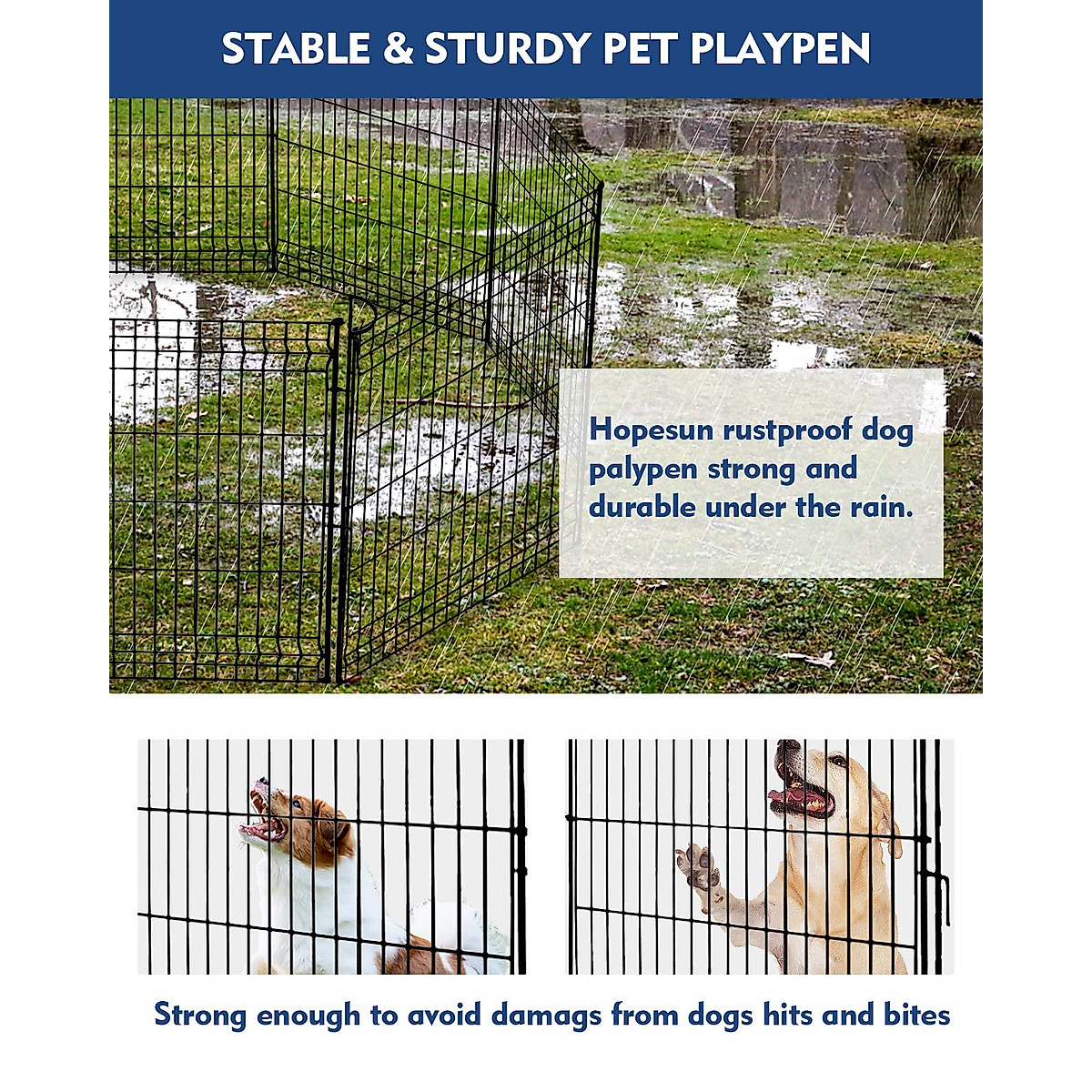 Hopesun Decorative Garden Fence Fast Installation Multi-Purpose Metal Pet Fence Kit Outdoor