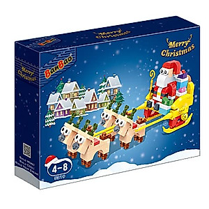 Apostrophe Games Santa's Sleigh Building Block Set - 258 Pieces - Santa Claus Christmas Sleigh with Reindeer - Perfect Stocking Stuffer
