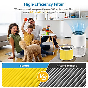 2 Pack Core 300 Replacement Filter for LEVOIT Core 300 and Core 300S Air Purifier, 3-in-1 Core 300 Pet Aller-gy Filter Efficiency Activated Carbon Filtration System, Core 300-RF-PA