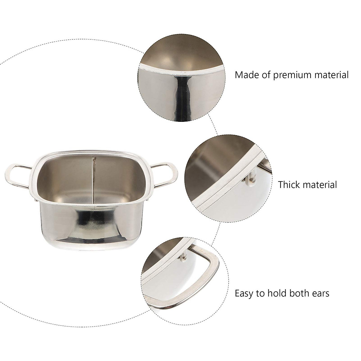 SHERCHPRY Pan Divider Stainless Steel Cookware Hot Pot with Divider Shabu Shabu Hot Pots Stainless Steel Pot for Induction Cooktop Gas Stove M Stainless Steel Wok Supplies