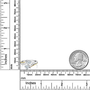 925 Silver and 10K Yellow Gold Heart Shape White Moissanite and White Lab Grown Diamond 2 Tone 2 Heart Promise Couple Women Engagement Mother Ring (0.86 Cttw, Available In Size 5, 6, 7, 8, 9)