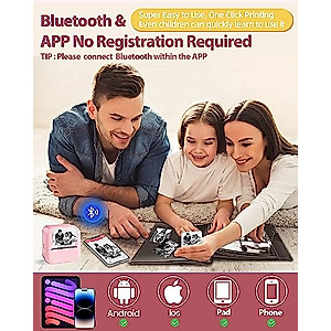 memolife 𝟐𝟎𝟐𝟑 𝐅𝐮𝐧 𝐆𝐢𝐟𝐭 Sticker Maker Machine - Mini Thermal Printer with 6 Rolls Non-Adhesive Paper (2in*21.3ft/Roll), Inkless Printer for iPhone & Android, Portable Mini Printer for DIY