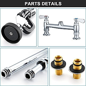 Favorpo Commercial Sink Faucets with Pull Down Sprayer 24"Pre-Rinse Height Deck Mount Kitchen Faucet Brass Constructed Polished Chrome 8" Center Faucet with 10" Add-on Spout for 3 Compartment Sink