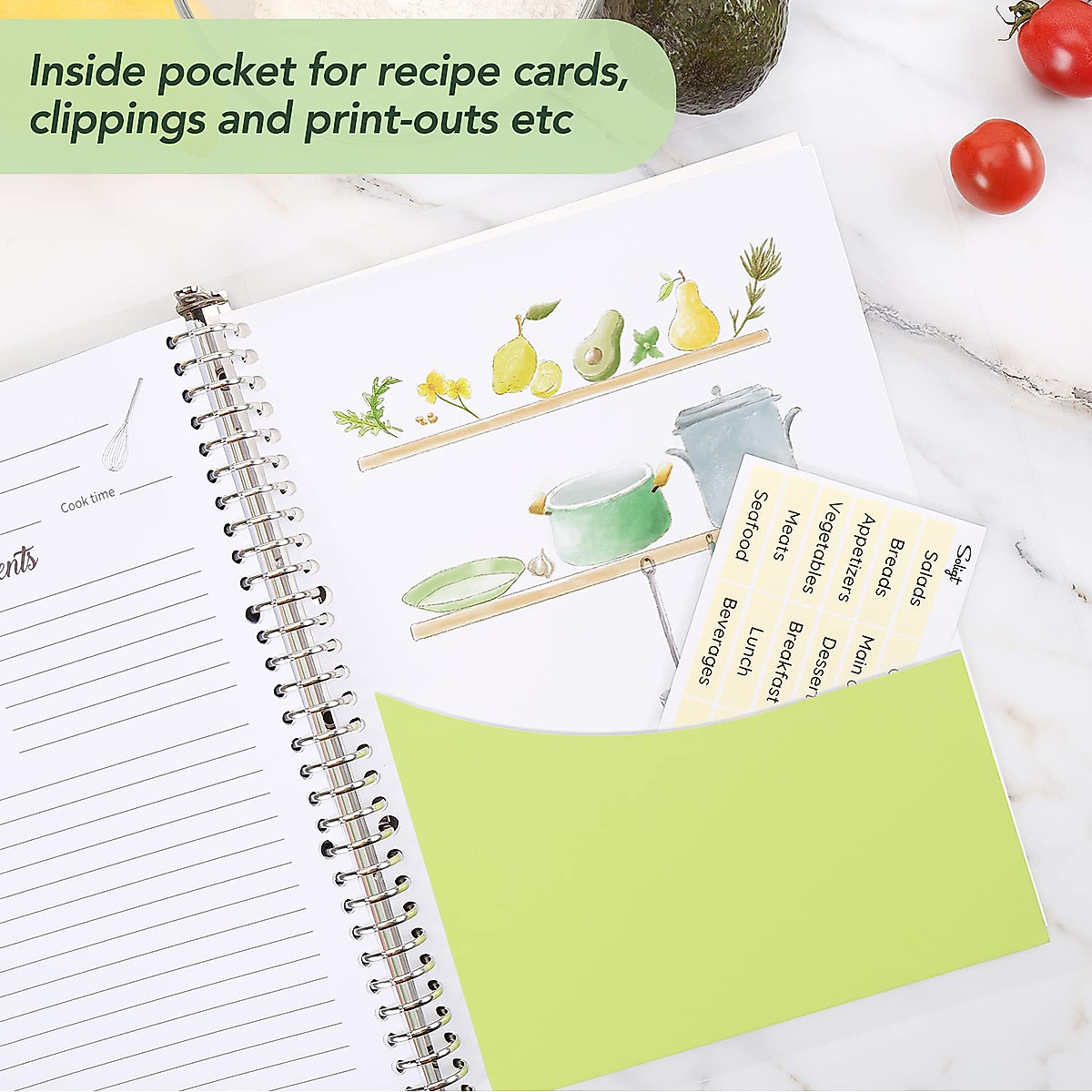 Recipe Book to Write in Your Own Recipes, 8.5" x 11" Personal Blank Recipe Notebook, Removable Hardcover Recipe Journal Book Binder with 8 Dividers and 24 Tabs, Hold up to 240 Recipes