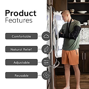 BraceAbility Posterior Long Arm Splint - Elbow Immobilizer Right or Left Forearm Brace with Sling for Fractures, Post-Surgery Recovery, Tendonitis, Bursitis, and Ulnar Nerve Entrapment Relief (M)