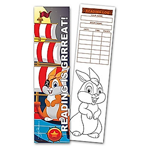 30 Assorted Coloring Bookmarks with Reading Logs (10 Designs, 3 Each)