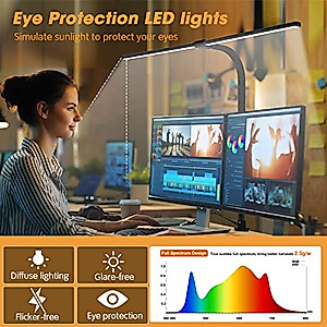 SOMAYO LED Desk Lamp，Architect Desk Lamps for Home Office，24W Brightest Led Workbench Office Lighting-5 Color Modes and 5 Dimmable Eye Protection Modern Desk Lamp for Monitor Studio Reading (b-Black)