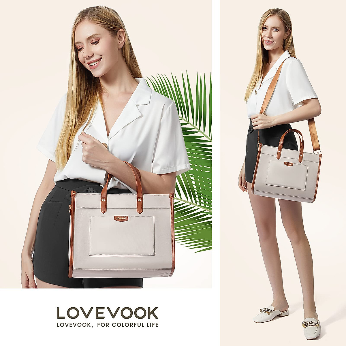 LOVEVOOK Lunch Bag Women Fashion,Lightweight Large Capacity Insulated Lunch Box for Office Work Picnic,Nude-Apricot,M