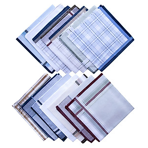 Mens Cotton Handkerchiefs Checkered Pattern Handkerchief Plaid Pocket Square Hankies Assorted 3PCS