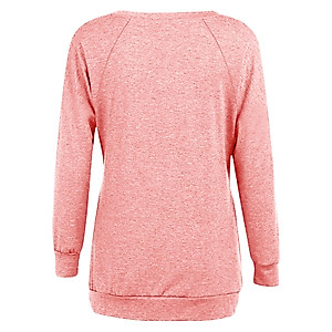 Womens Long Sleeve t Shirts Casual Loose Fit Comfy Tunic Tops Solid v Neck Fall Fashion 2023 Pullover Blouses Women Fall Fashion 2023 Pink 3X