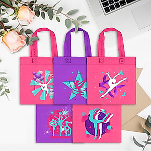 BANBALLON 20 Packs Gymnastic Party Favor Bags Birthday Non-Woven Bags Reusable Gymnastic Goodie Gift Treat Candy Bags for Baby Shower Gymnastic Birthday Party Decorations