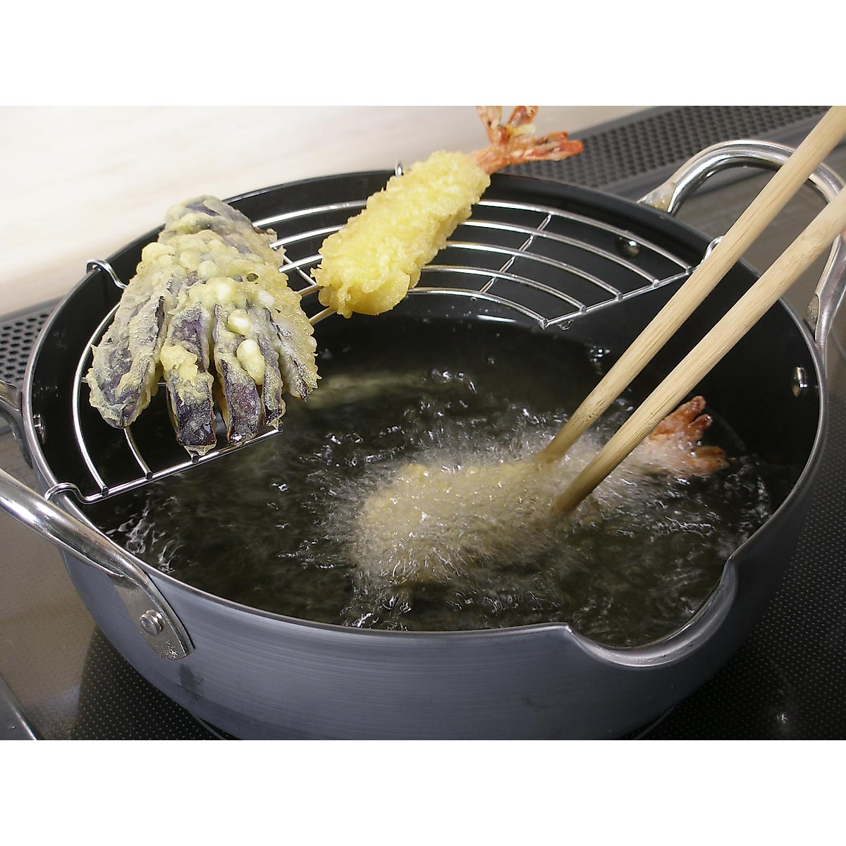 Riverlight Kyoku Japan J1320 Iron Deep Frying Pot, Small, 0.3 gal (1.5 L), Iron Nitride, IH Compatible, Rust Resistant, Made in Japan