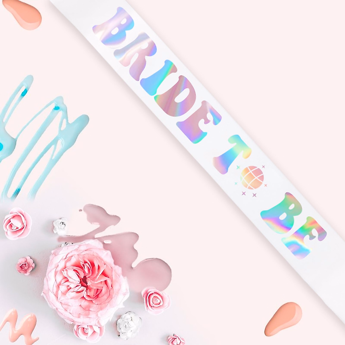 SKJIAYEE Bride to Be Iridescent Sash, Bachelorette Party Sash Decorations for Hen Party Bridal Shower Engagement Wedding Party, Glitter Iridescent White Sash for Bride - Bachelorette Favor