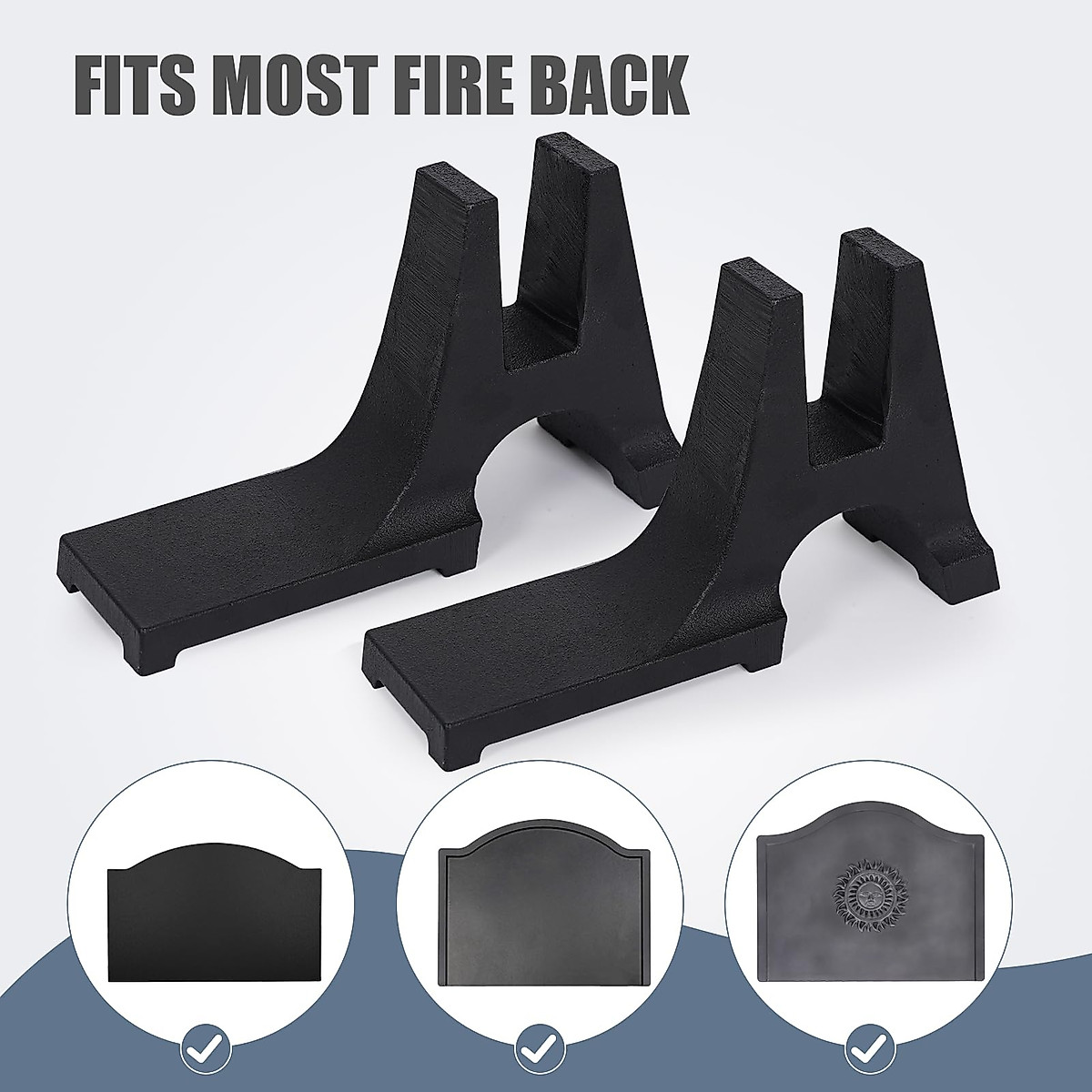 INNO STAGE Cast Iron Fireback Feet - Durable Fireplace Fireback Support for All Firebacks | Heavy-Duty Cast Iron Fireplace Feet, 1 Pair