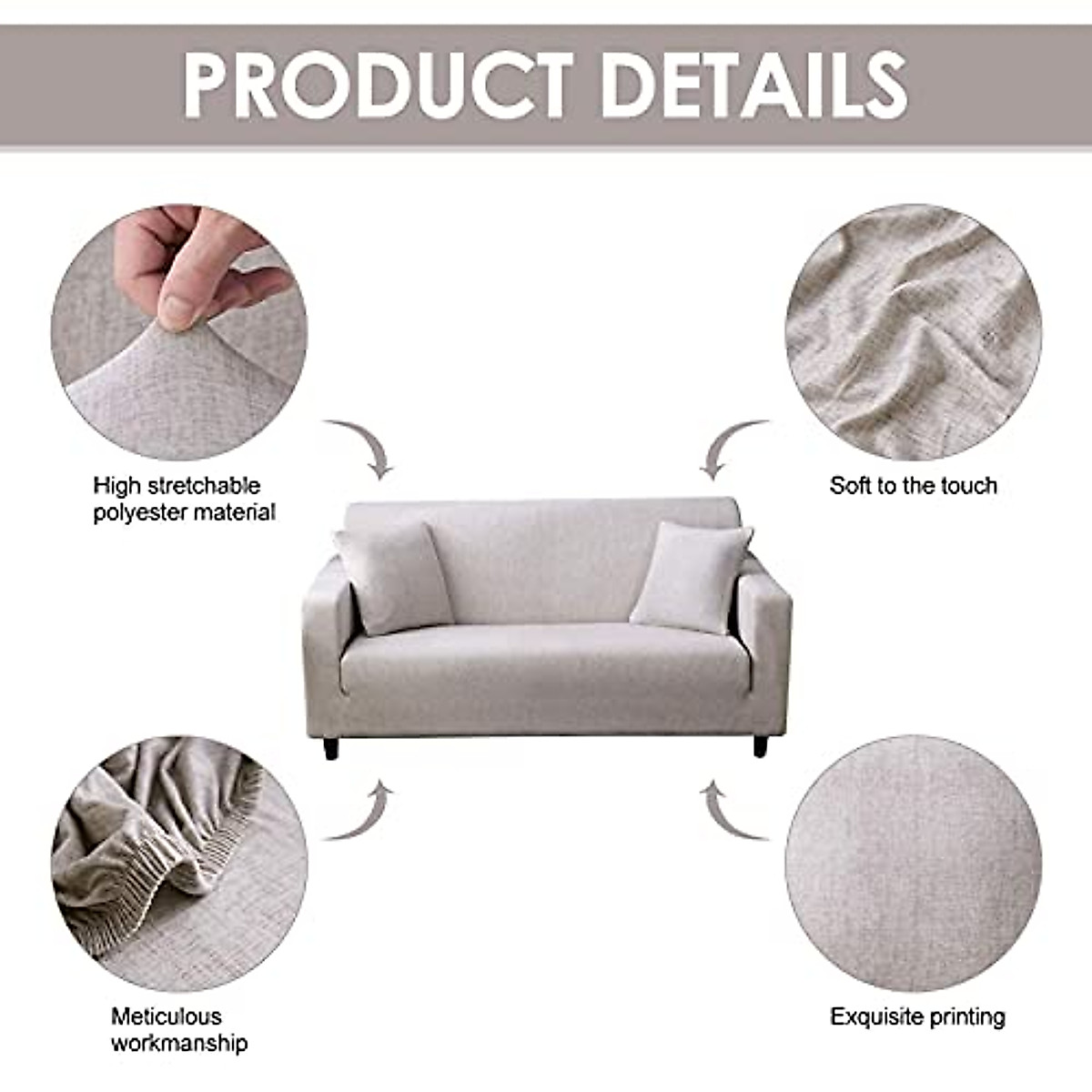 JOYDREAM Stretch Loveseat Slipcovers, 2 Seater Couches Cover, Printed Sofa Cover, Universal Couch Cover Sofa Slipcovers with 1 Pillowcase, Medium