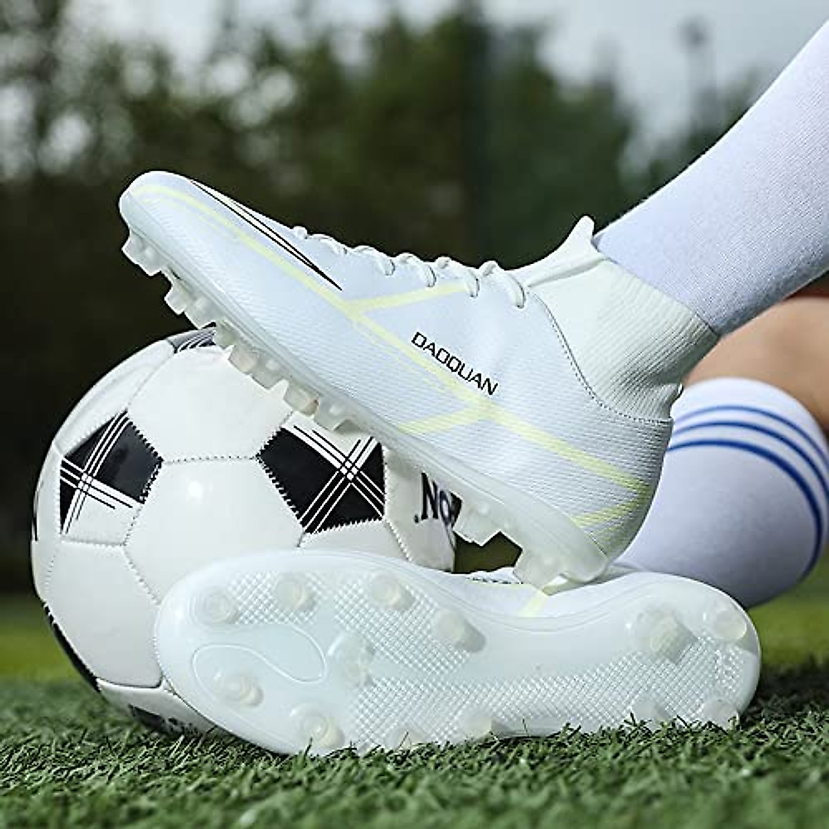 World Cup/Student Games Competition Shoes Foture 4.1 Netfit FG AG Rainbow Sports Football Shoes XX 17.2 Solidly Nailed Football Shoes (5, White, Numeric_5)