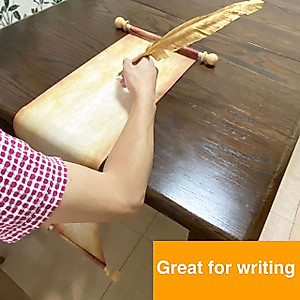 MiraShine Blank Scroll Paper with Wood Rods 8.25 X 36 Inch for Writing, Weding vows, Invitation, Props, Cosplay, Renaissance Festivals, Naughty or Nice List