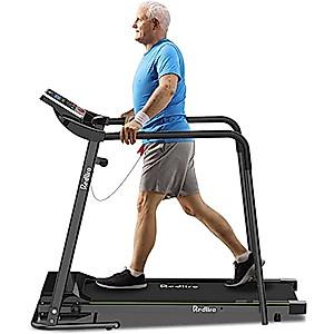 Redliro Walking Treadmill with Long Handraill for Balance, Recovery Fitness Exercise Machine Foldable for Home use with Holder for Phone & Cup,LCD Display, 300 lbs Capacity