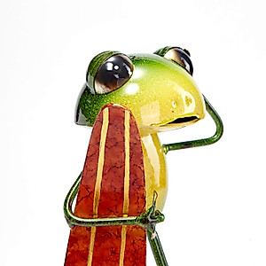 Aayla 9.5" H Frog Statue - Unique Adorable Green Surfing Frog Figurine Gift Home Kitchen Garden Decor for Frog Lovers