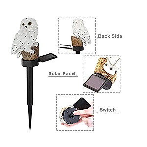 LED Garden Lights - Solar Night Lights Owl Shape Solar-Powered Lawn Lamp - Waterproof, Energy Saving (Warm White)